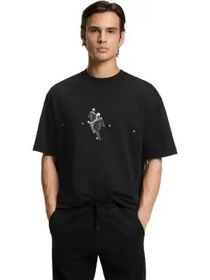 Hugo Graphic-artwork T-shirt In Cotton Jersey - Black