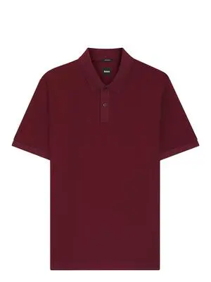 BOSS Micro-pattern Polo Shirt In Mercerised Cotton Dark Red