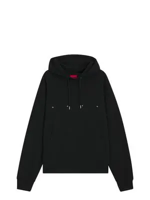 Hugo Cotton-terry Hoodie With Graphic Print And Embroidered Logo - Black