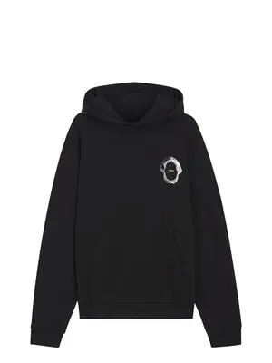 Hugo Cotton Terry Hoodie With Marine Artwork - Black