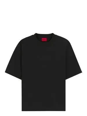 Hugo Overlock-stitch T-shirt In A Relaxed Fit - Black