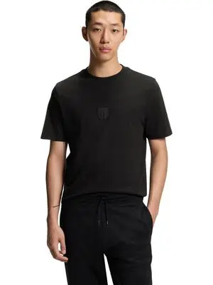 Hugo Rubber-logo T-shirt In Cotton Jersey - Black