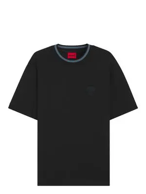 Hugo Cotton-blend T-shirt With Drop-needle Stripe Black