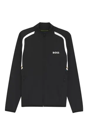 BOSS Zip-up Sweatshirt In Temperature-regulating Stretch Gabardine - Black