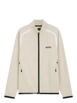 BOSS Zip-up Sweatshirt In Temperature-regulating Stretch Gabardine - Light Beige