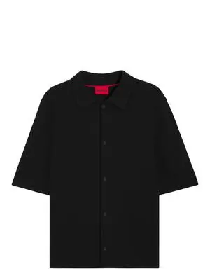 Hugo Regular-fit Shirt With Ribbed Structure - Black
