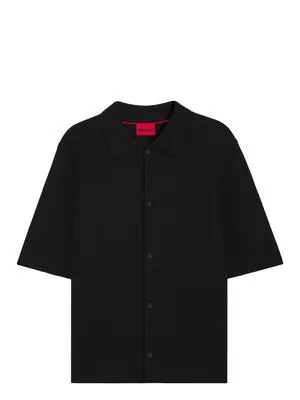 Hugo Regular-fit Shirt With Ribbed Structure - Black