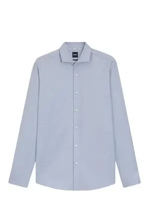 BOSS Printed Regular-fit Shirt In Cotton Twill - Light Blue