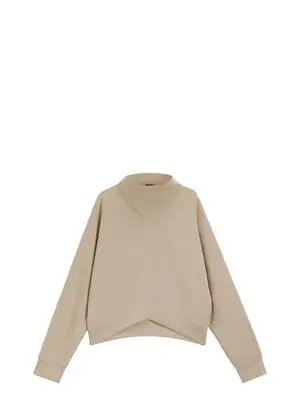 BOSS Draped Funnel Neck Sweatshirt - Light Beige