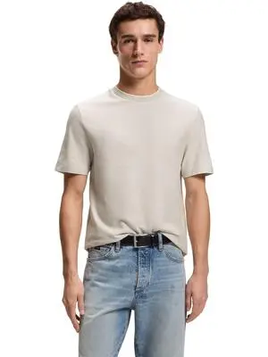 BOSS Cotton-silk T-shirt With Rich Structure - Khaki