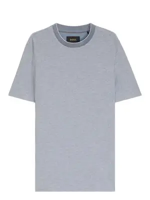 BOSS Cotton-silk T-shirt With Rich Structure Light Grey