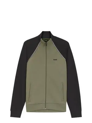 BOSS Contrast-piping Cotton-blend Sweatshirt - Khaki