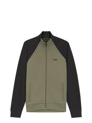 BOSS Contrast-piping Cotton-blend Sweatshirt - Khaki