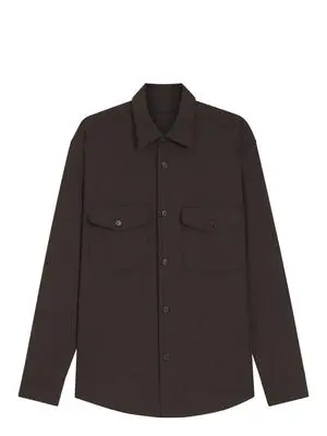 BOSS Beckham X Relaxed-fit Shirt In Virgin Wool - Light Brown