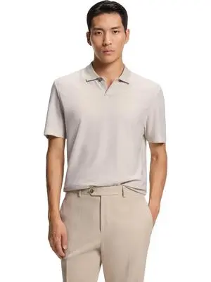 BOSS Cotton-silk Polo Shirt With Three-tone Structure - Khaki