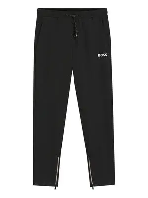 BOSS Stretch-gabardine Tracksuit Bottoms With Zipped Hems - Black