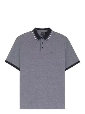 BOSS Oxford Cotton-piqué Polo Shirt With Logo Detail Grey