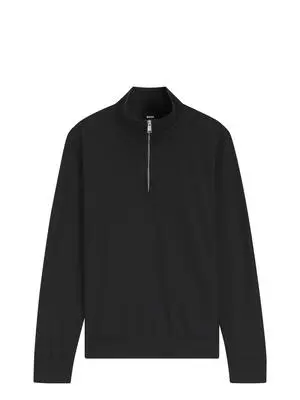 BOSS Quarter-zip Cotton Blend Sweatshirt - Black