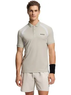 BOSS Quick-dry Slim-fit Polo Shirt With Four-way Stretch - Light Beige