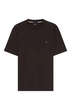 BOSS Mercerized-cotton T-shirt With Double B Monogram - Dark Brown