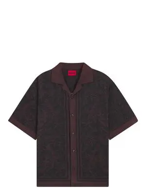 Hugo Oversized-fit Shirt With Digital Print - Light Brown