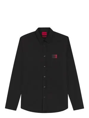 Hugo Relaxed-fit Shirt In Stretch-cotton Canvas - Black
