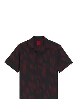 Hugo X Rb Oversized-fit Shirt With Printed Pattern - Dark Brown