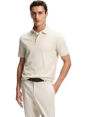 BOSS Monogram-jacquard Polo Shirt In Cotton - White