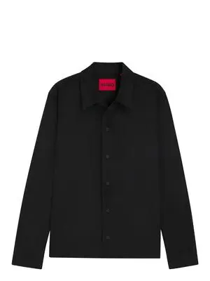 Hugo Oversized-fit Shirt In Faux Leather - Black