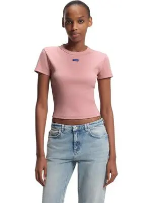 Hugo Logo-badge Slim-fit T-shirt - Light Pink
