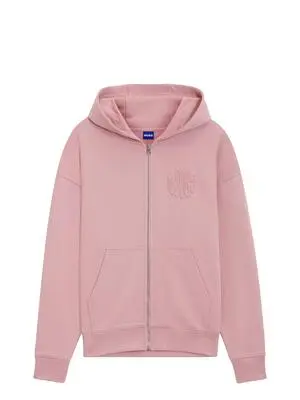 Hugo Embossed-logo Zip-up Hoodie - Light Pink