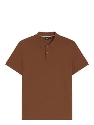 BOSS Pallas Polo Shirt In Cotton Piqué With Logo Details Brown