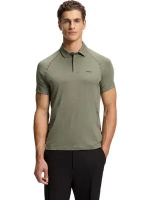 BOSS Slim-fit Polo Shirt With Temperature-regulating Performance - Khaki