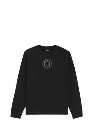 Hugo Cotton Sweatshirt With Rhinestone Logo - Black