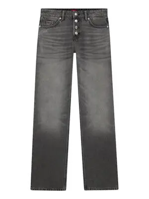 Hugo Straight-fit Jeans In Rigid Denim - Silver