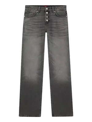 Hugo Straight-fit Jeans In Rigid Denim - Silver