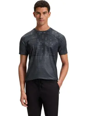 BOSS Stretch-mesh Slim-fit T-shirt With All-over Print - Dark Blue