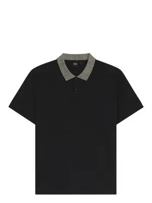 BOSS Pima-cotton Polo Shirt With Patterned Collar - Black