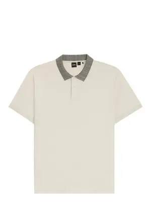 BOSS Pima-cotton Polo Shirt With Patterned Collar White