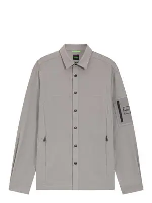 BOSS Relaxed-fit Overshirt In Waffle Fabric - Light Grey