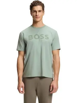 BOSS Tonal-logo T-shirt In Stretch Cotton - Light Green