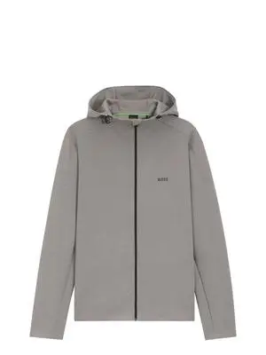 BOSS Zip-up Hoodie With Reflective Details - Light Grey
