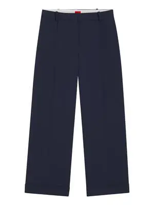 Hugo Cropped Pleated Trousers - Dark Blue