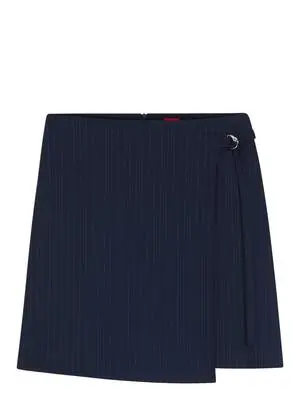 Hugo Pinstripe Wrap Pencil Skirt With Belt - Patterned