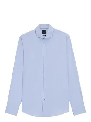 BOSS Regular-fit Shirt In Striped Cotton Twill - Light Blue