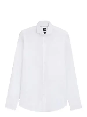 BOSS Regular-fit Shirt In Striped Cotton Twill - White