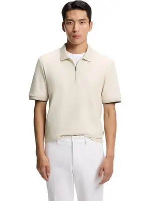 BOSS Cotton-piqué Polo Shirt With Zip Neck - White