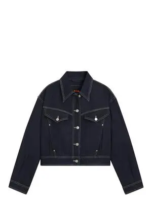BOSS Trucker Jacket In Rigid Denim - Dark Blue