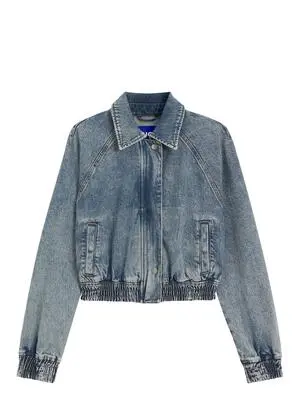 Hugo Bomber Jacket In Stretch Denim - Blue