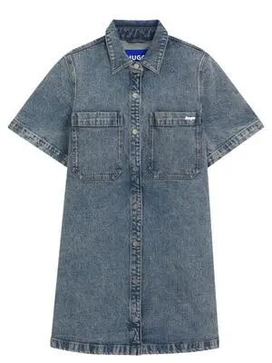 Hugo A-line Denim Shirt Dress - Blue